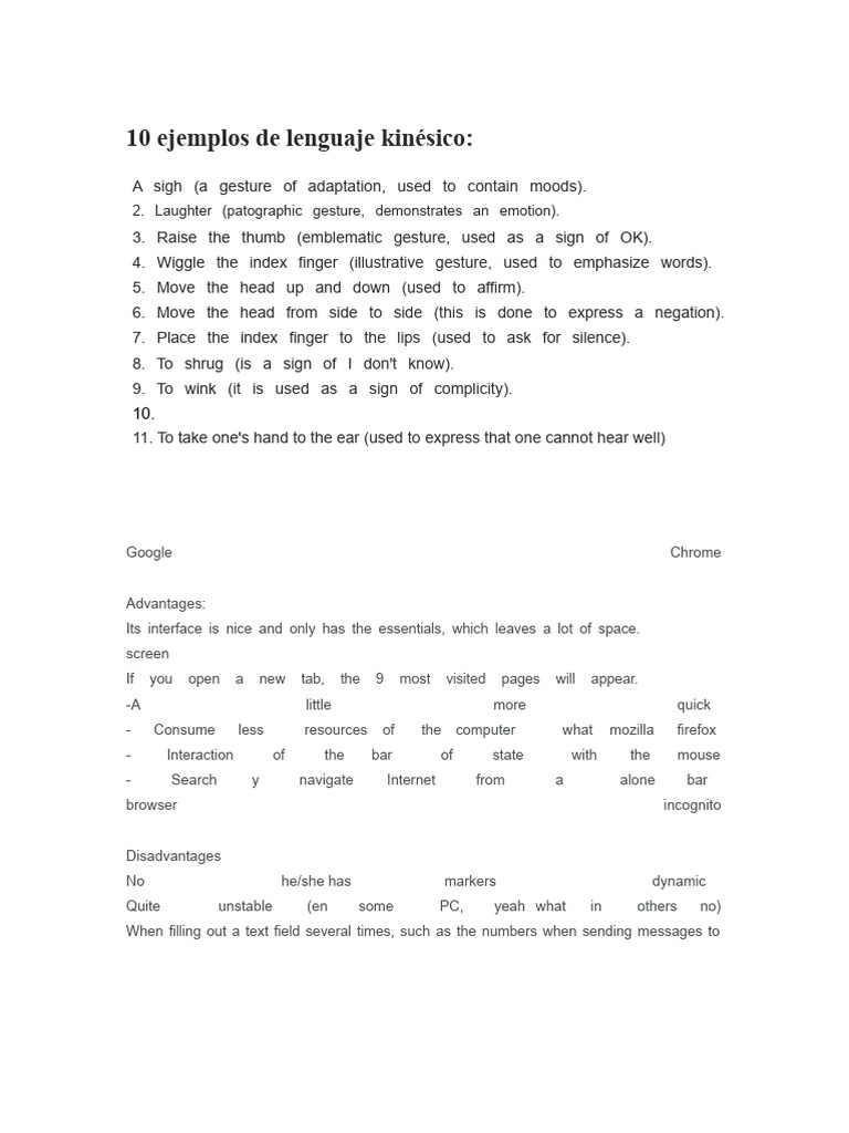 10 Ejemplos de Lenguaje Kinésico | PDF | Gesture