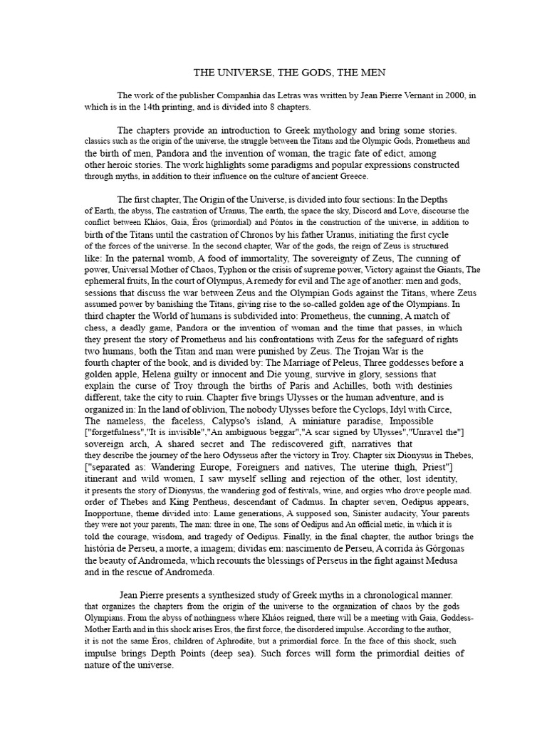 The Universe - The Gods - The Men | PDF | Greek Mythology | Greek Deities
