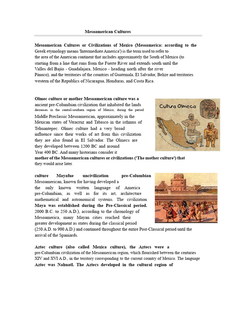 Mesoamerican Cultures | PDF | Mesoamerica | Pre Columbian Era