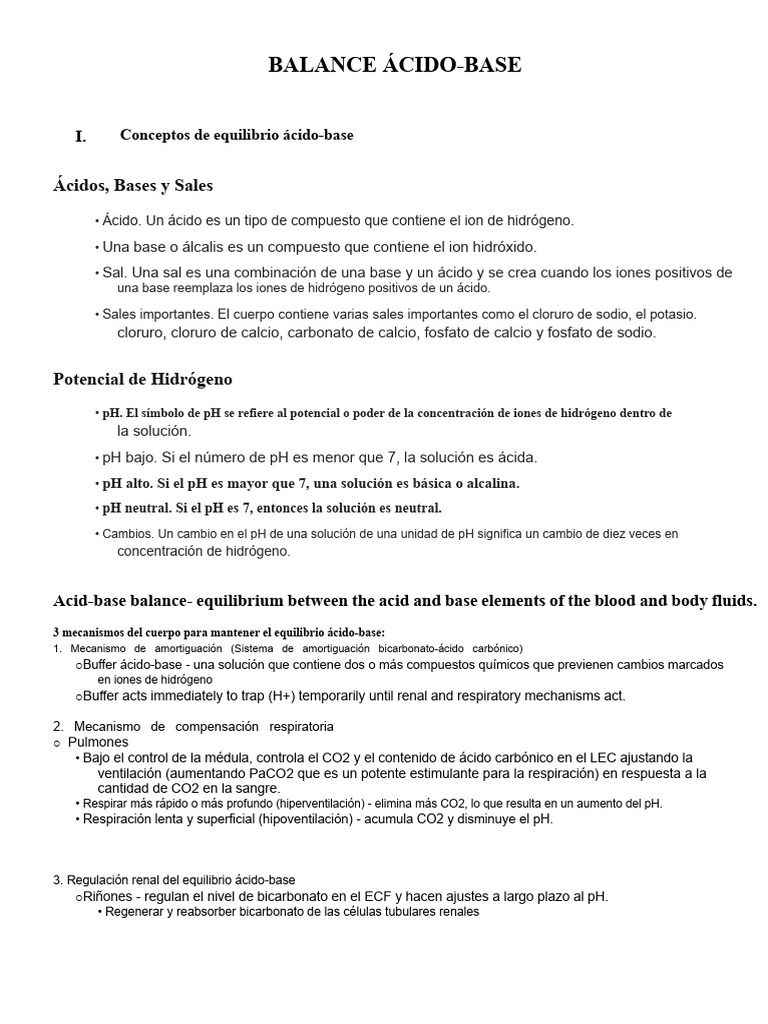 Equilibrio Ácido-Base PDF | PDF | Fisiología