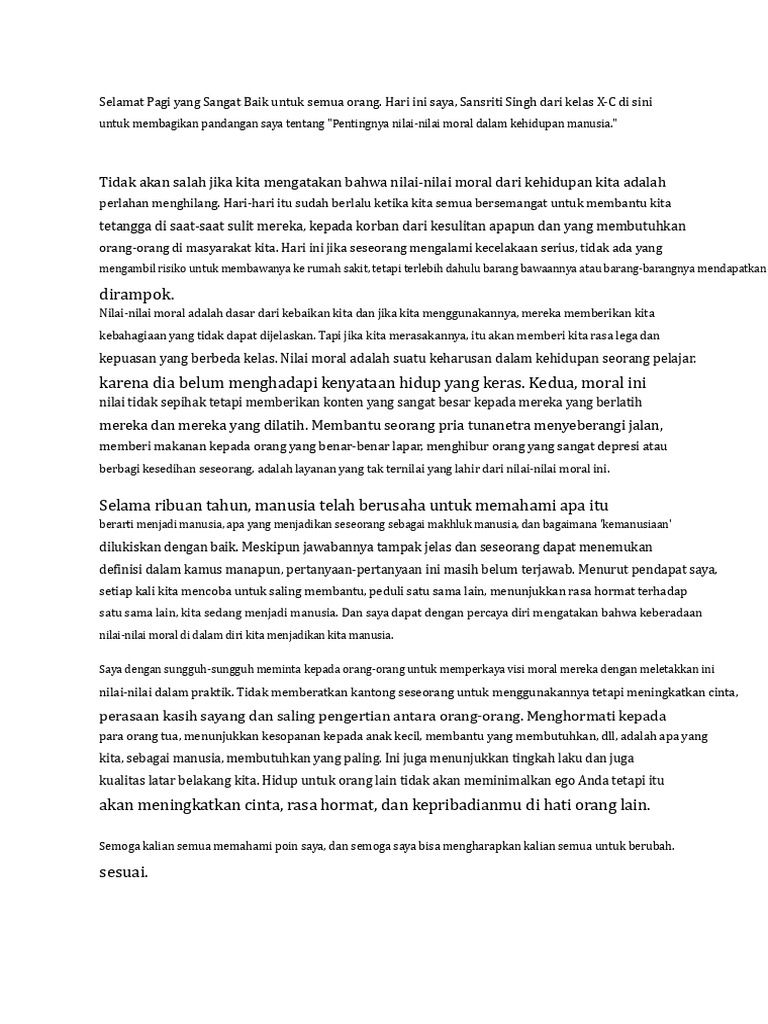 Pentingnya nilai-nilai moral | PDF