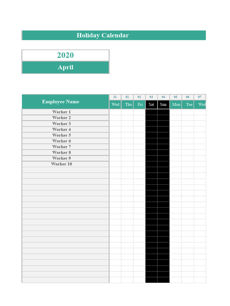 Excel Template For Absence Record | PDF