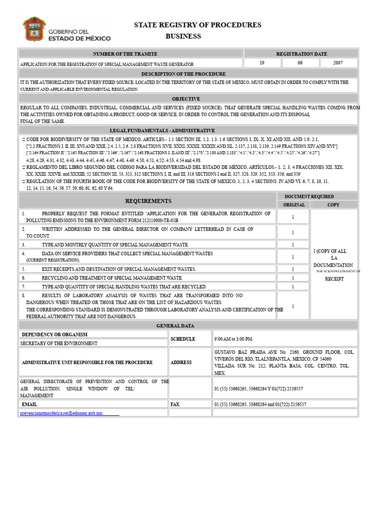 Registration as a Special Handling Waste Generator Diafa Diesel | PDF ...