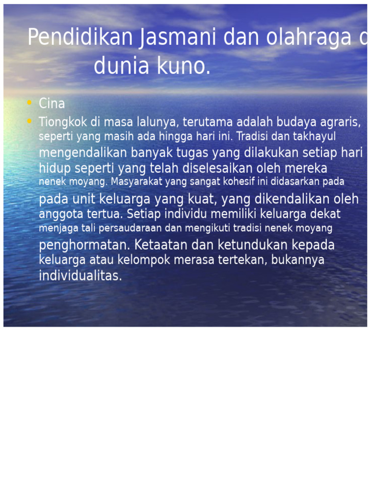 Pendidikan Jasmani Dan Olahraga Di Dunia Kuno | PDF