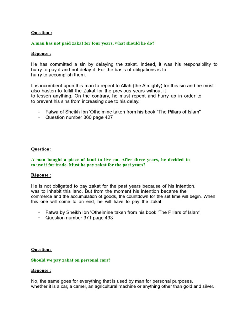 Question and Answer About Zakat | PDF | Semitic Words And Phrases | Islamic Jurisprudence