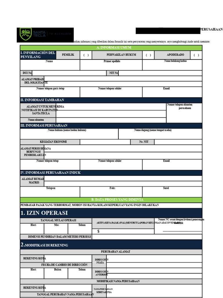 FORMULIR PERUSAHAAN KANTOR WALIKOTA.pdf | PDF