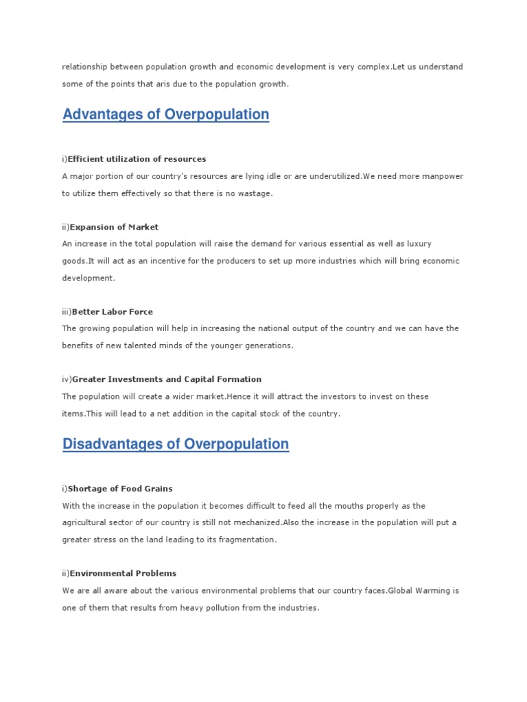 Advantages of Overpopulation | PDF | Economic Growth | Labour Economics