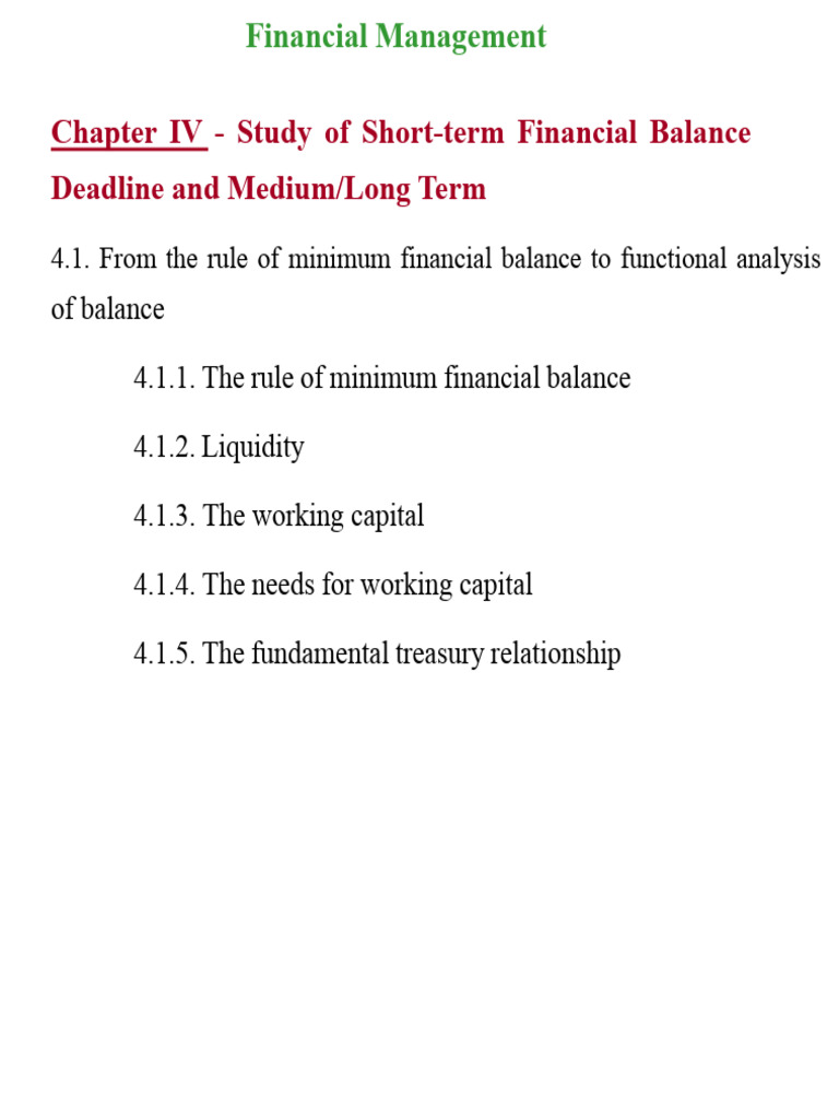 Financial Management - 04 - Financial Balance PDF | PDF | Working ...