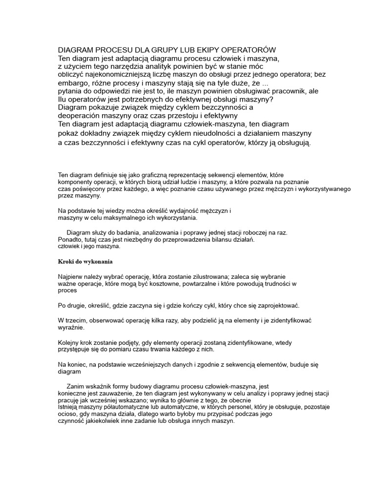 Diagram Procesu Dla Grupy Lub Brygady Pracowników | PDF