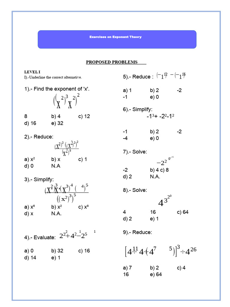 Theory of Exponents | PDF | Exponentiation | Algebra