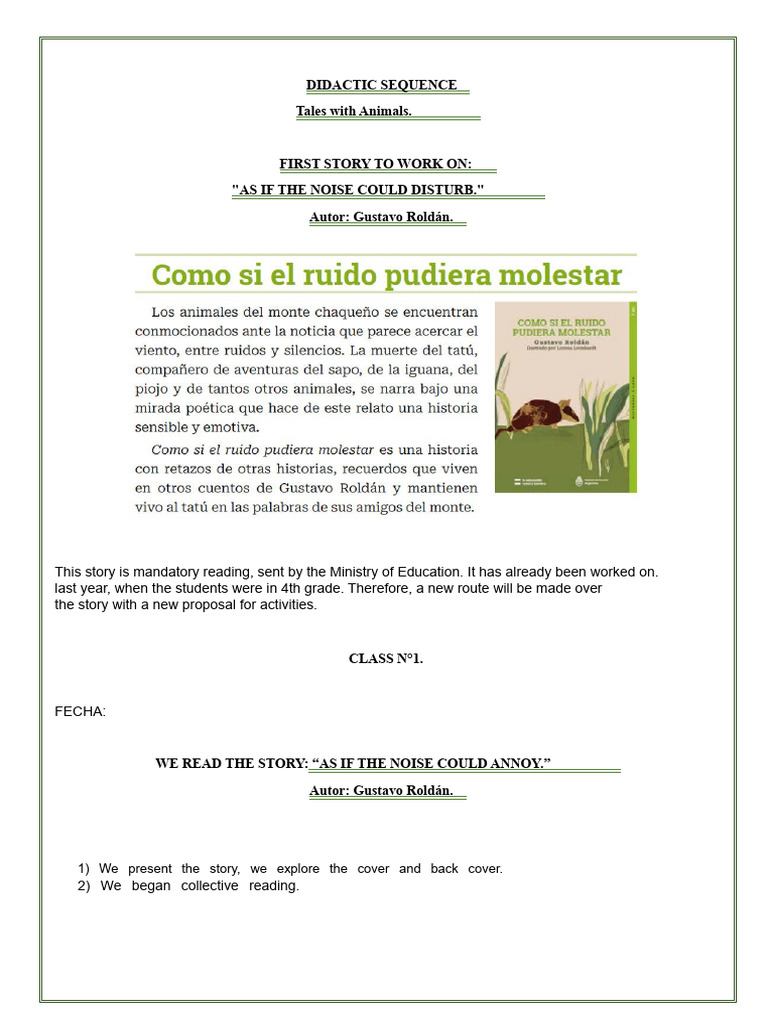 DIDACTIC SEQUENCE ANIMAL TALES_071112 | PDF | Zoology