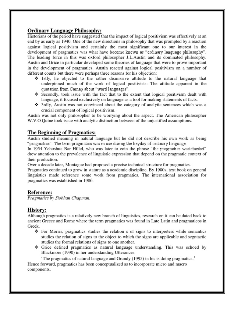 Ordinary Language Philosophy | PDF | Philosophy Of Language | Analytic ...