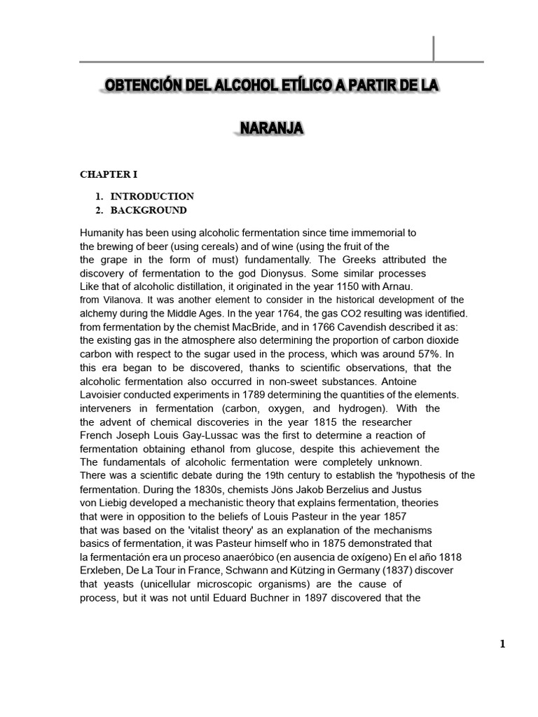Obtaining Ethyl Alcohol from Orange | PDF | Fermentation | Ethanol