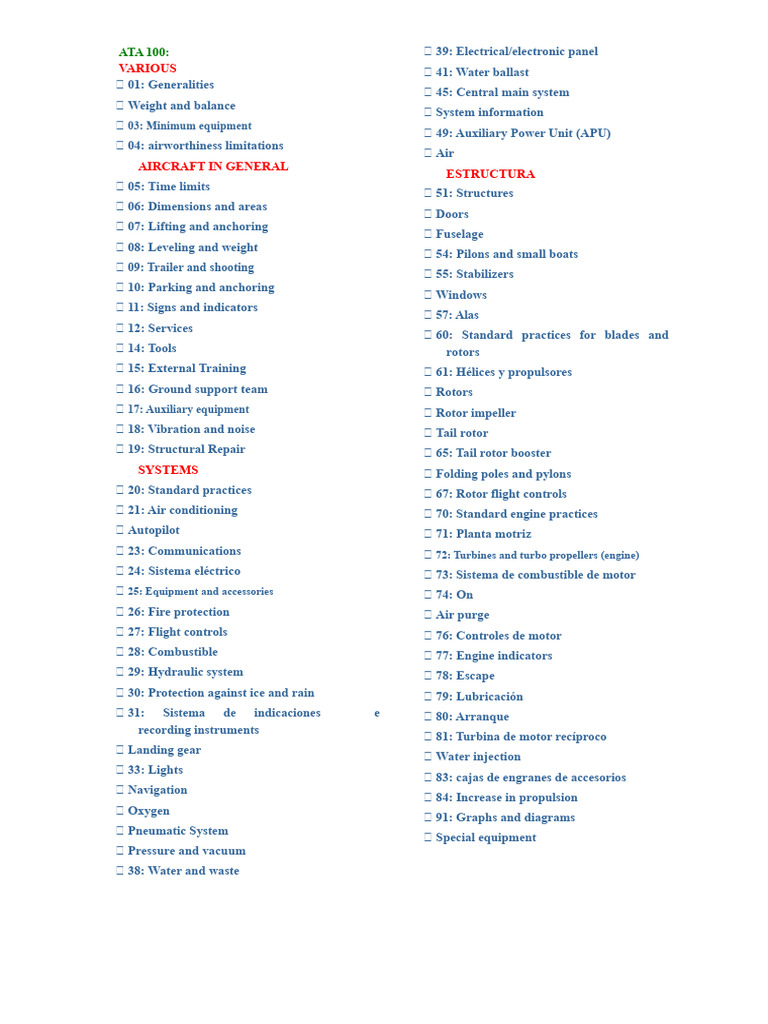 ATA 100 | PDF | Aerospace | Aviation