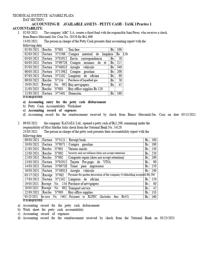 Accounting Ii - Available Asset - Task 1 | PDF | Banks | Cheque