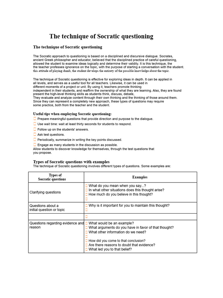 Socratic Dialogue Technique | PDF | Thought | Reason