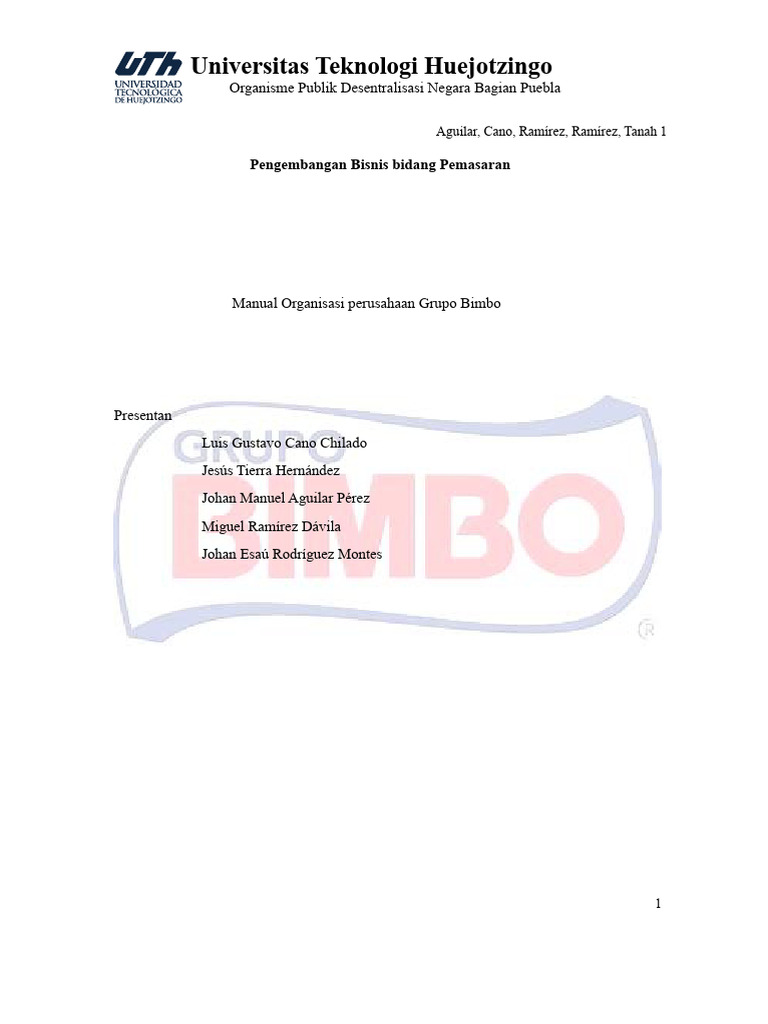 Manual Organisasi Perusahaan Grupo Bimbo Selesai | PDF
