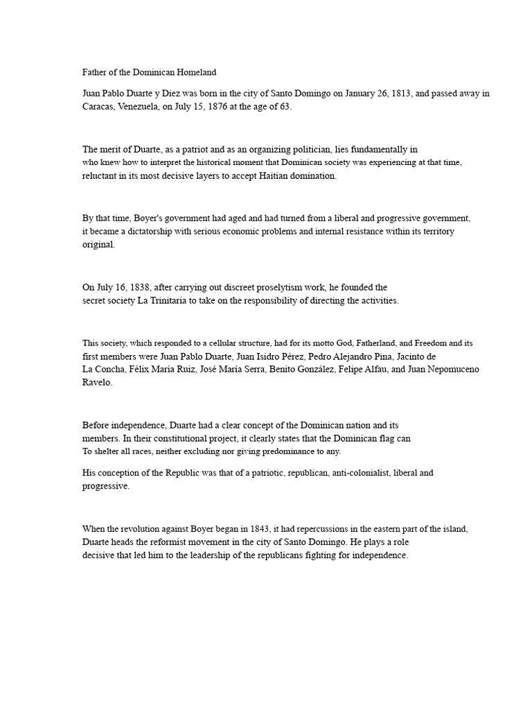 Juan Pablo Duarte was a Dominican politician, revolutionary, and the ...