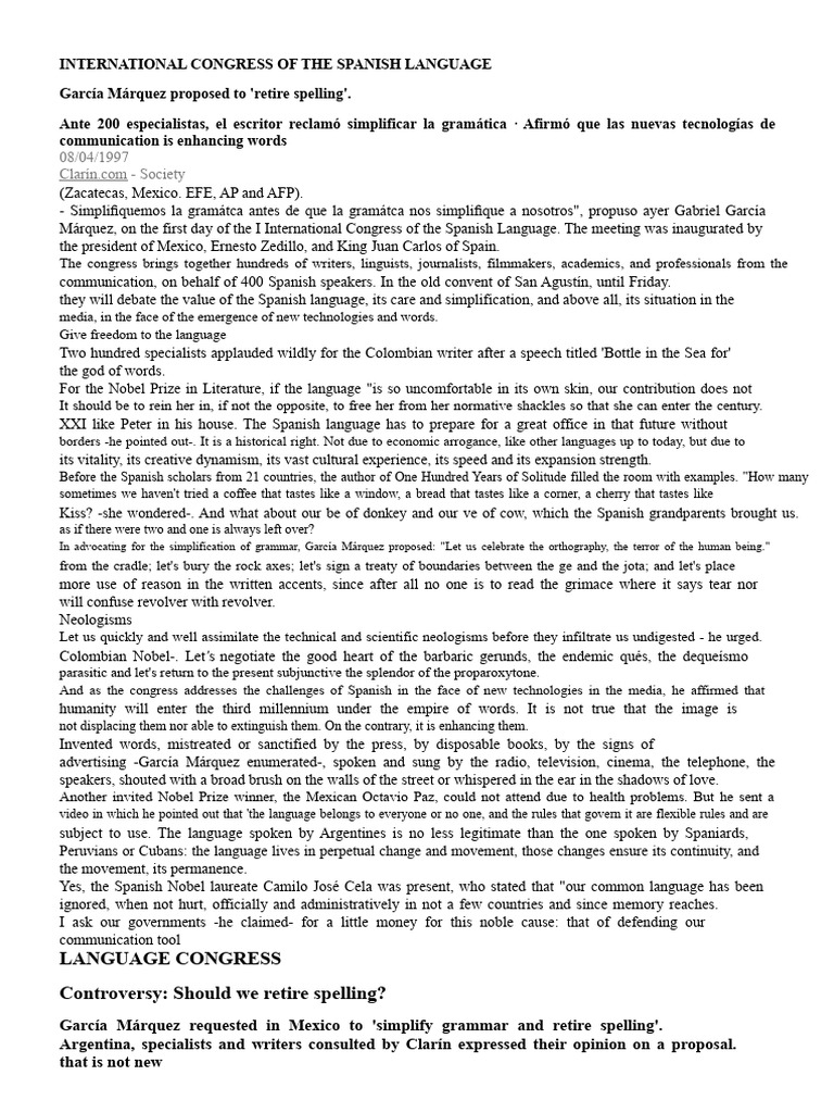 spelling essay | PDF | Spanish Language | Gabriel García Márquez