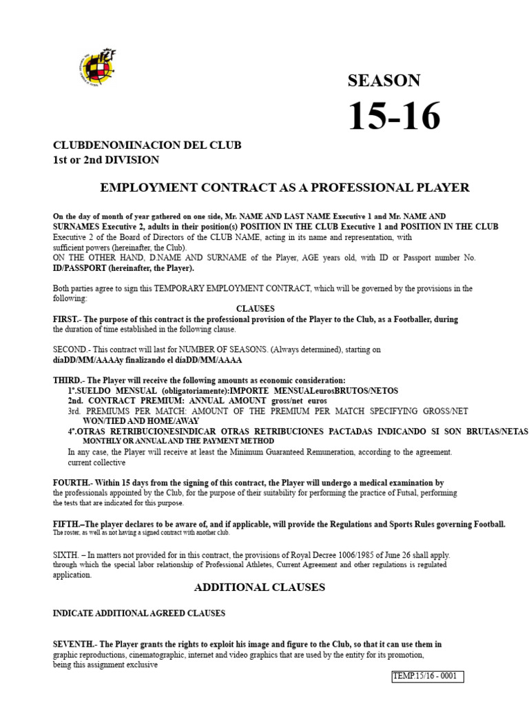 4.2.1 Contract PROFESSIONAL PLAYER RFEF 15-16 PROTECTED | PDF