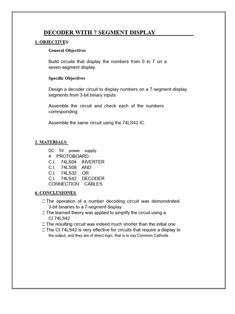 7-Segment Display Decoder Circuit | PDF