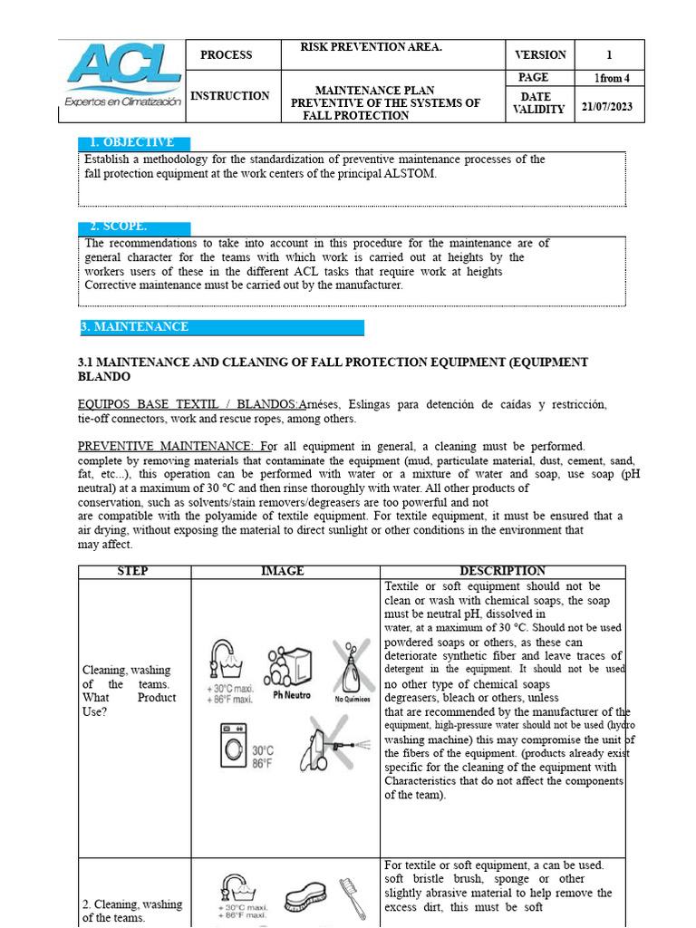 Fall Protection Equipment Maintenance Plan | PDF | Lubricant | Textiles