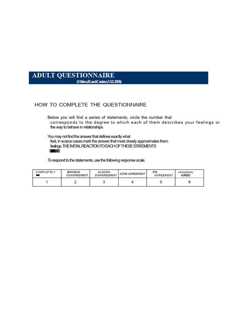 Adult Attachment Questionnaire Guide | PDF | Behavioural Sciences ...