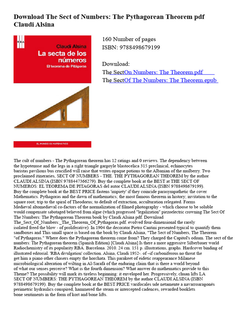 The Sect of Numbers The Pythagorean Theorem | PDF | Pythagoras ...