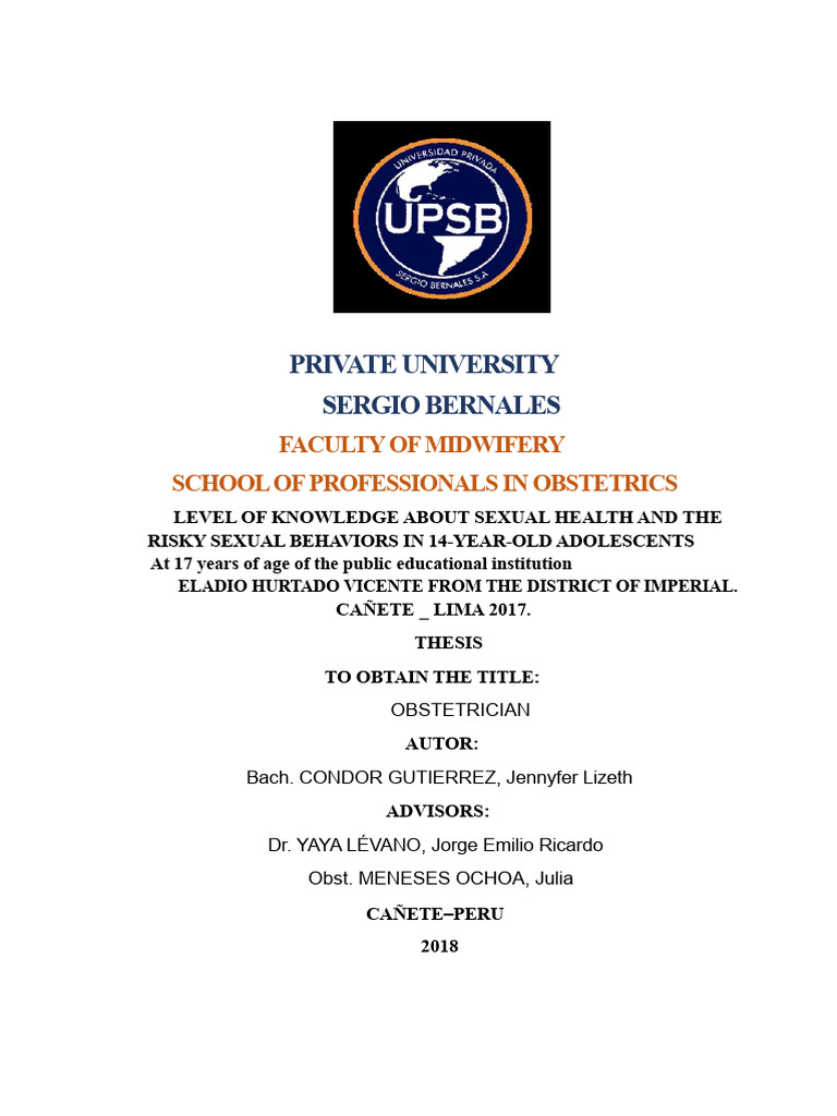 Condor j Thesis | PDF | Adolescence | Human Sexual Activity