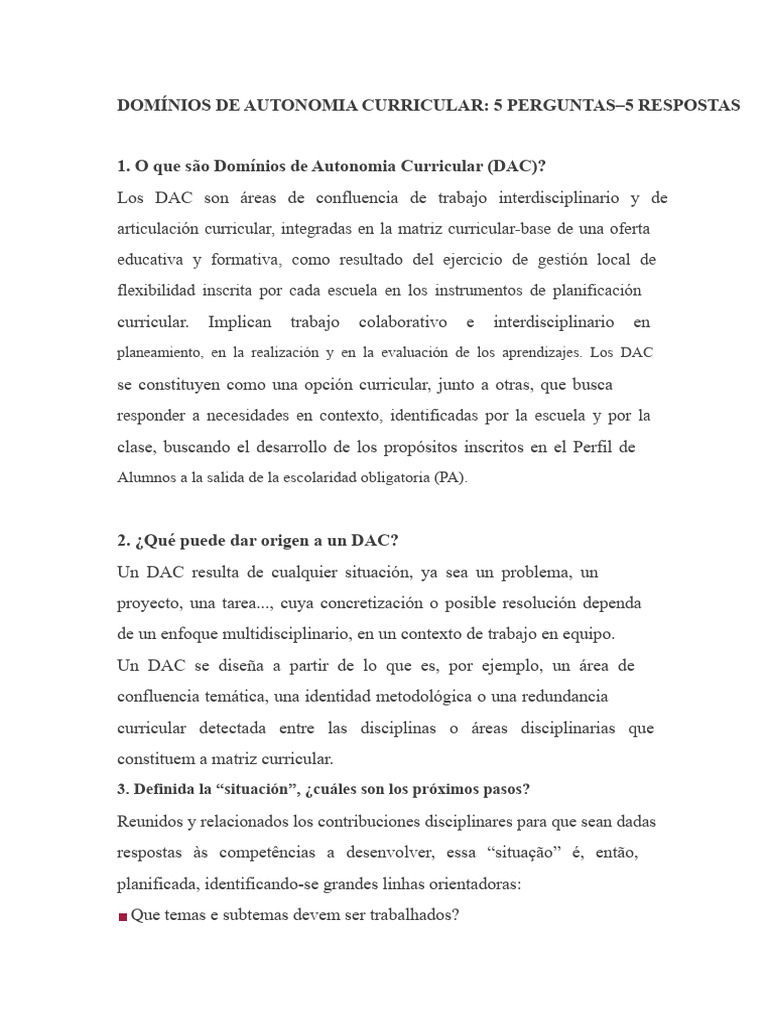 Dominios de Autonomía Curricular | PDF | Evaluación | Interdisciplinariedad
