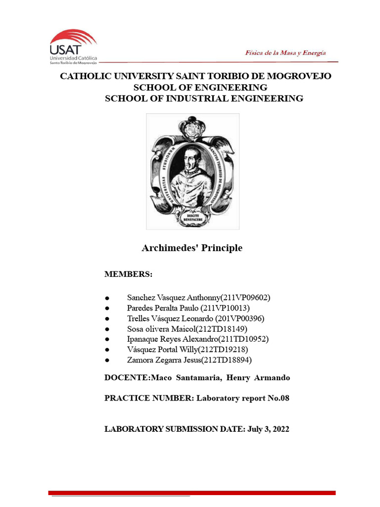 VIRTUAL LABORATORY No. 08 - Archimedes' Principle | PDF | Buoyancy ...