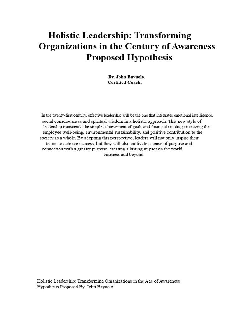 Holistic Leadership | PDF | Leadership | Corporate Social Responsibility