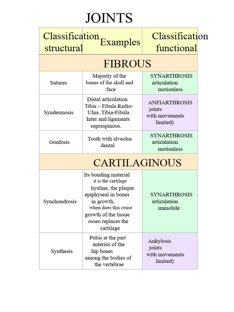 Joints PDF | PDF | Joint | Cartilage