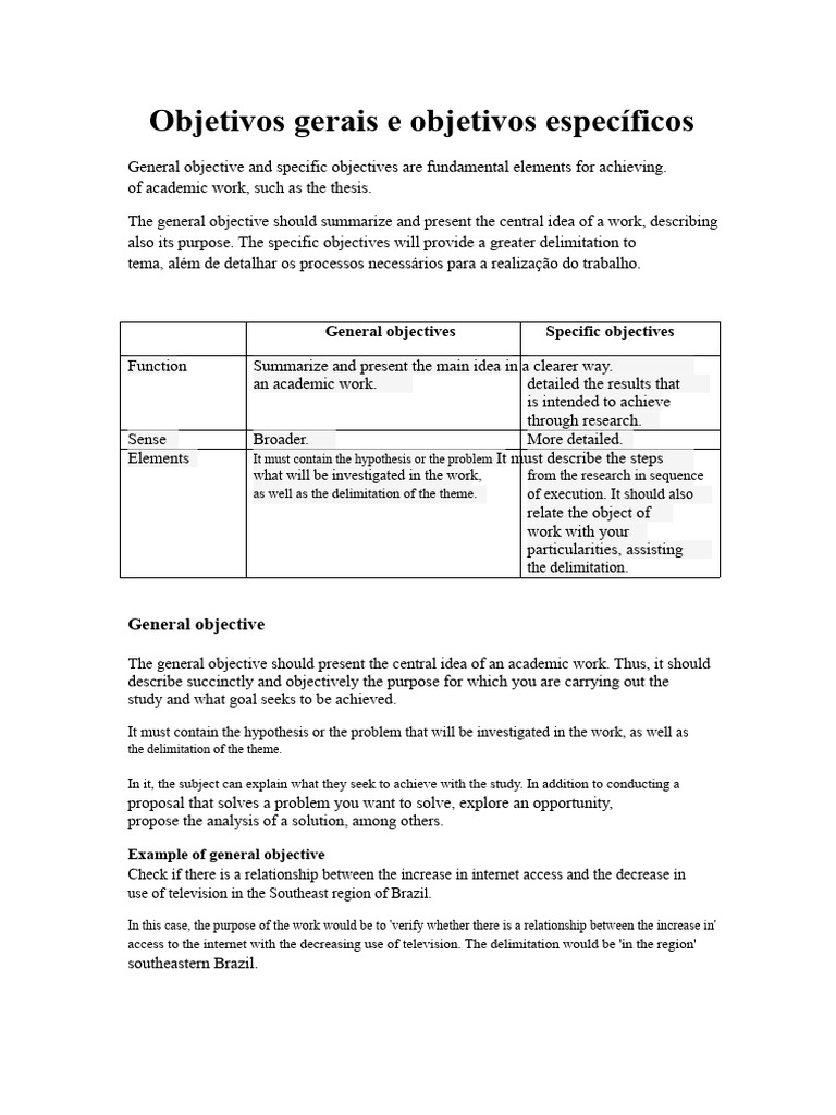 General Objectives and Specific Objectives of Research | PDF | Internet ...