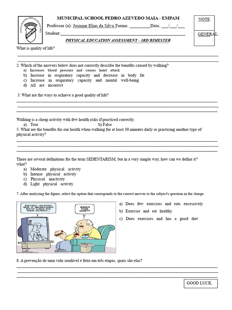 Physical Education Assessment - 3rd Term - 4th and 5th Grade - EJA ...