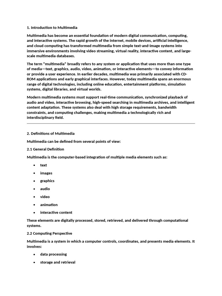 Introduction To Multimedia | PDF | Multimedia | Metadata