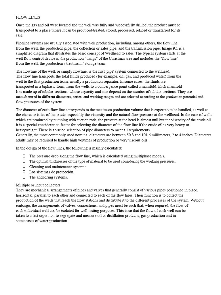 Flow Lines | PDF | Pipe (Fluid Conveyance) | Chemical Engineering