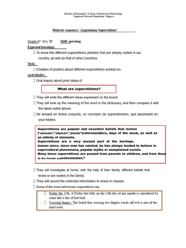 Argentinian Superstitions for Grade 5 | PDF | Luck | Superstitions