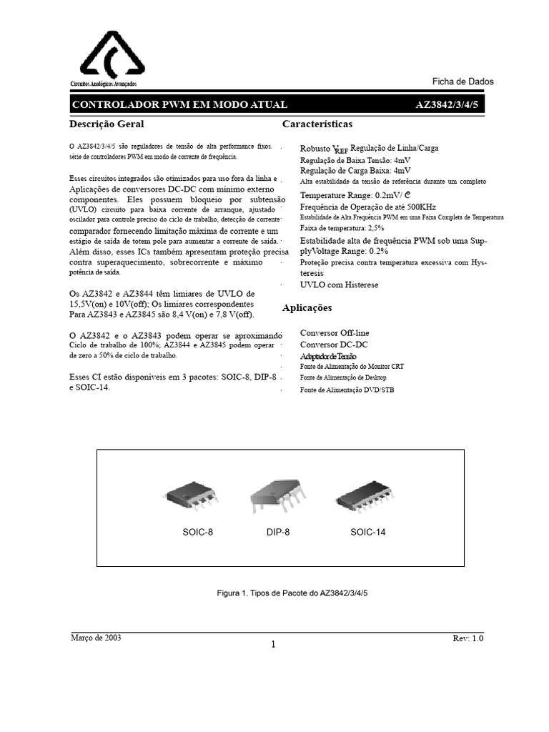 Folha de Dados Do IC 3842 | PDF | Rede elétrica | Fonte de energia