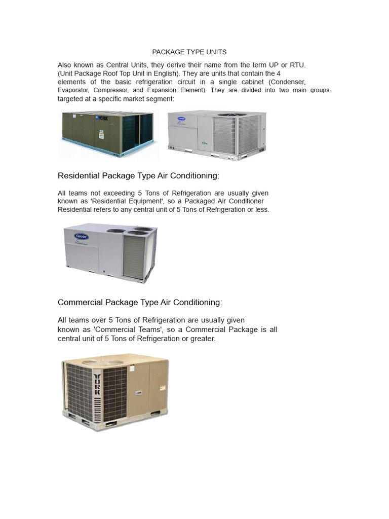 Units Package Type | PDF | Air Conditioning | Refrigeration