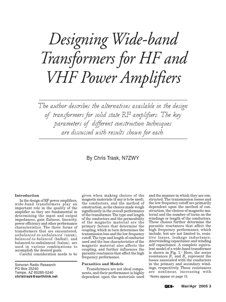Designing Wideband RF Transformers | PDF | Coaxial Cable | Transformer