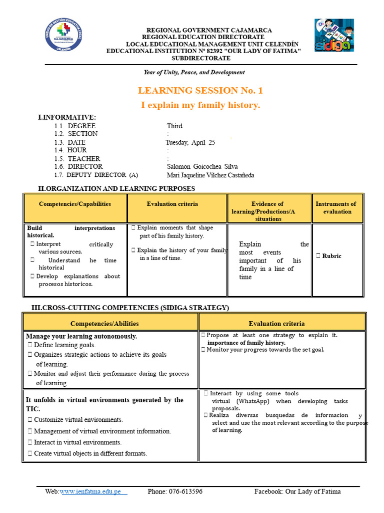 Session PS1 I Explain My Family History | PDF | Learning | Cognition