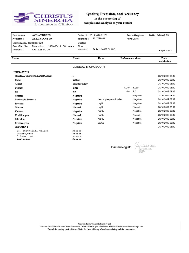 Urine Test 28-10 | PDF | Medical Specialties