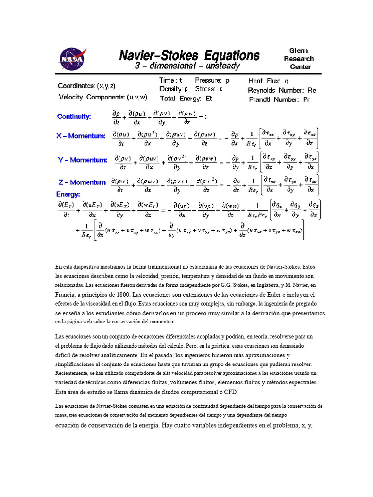 Ecuaciones de Navier-Stokes en 3D | PDF | Ecuaciones | Gases