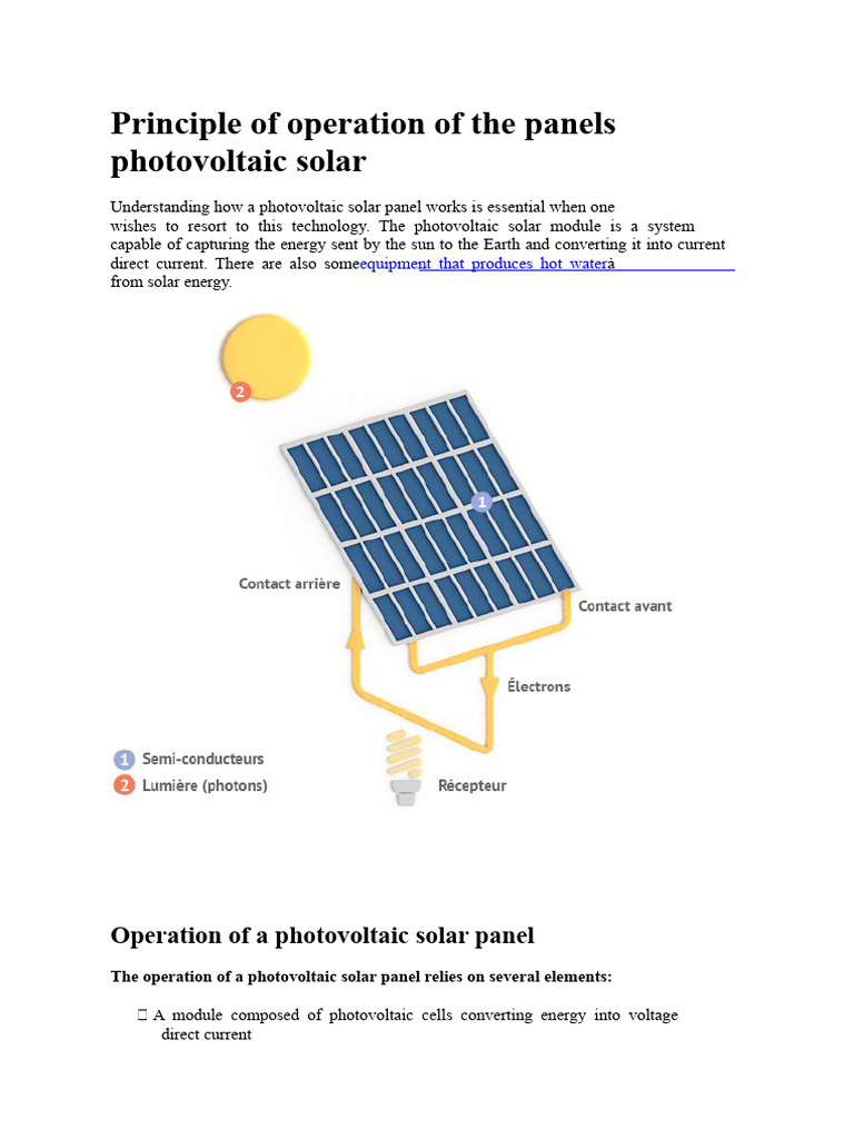 Principle of Operation of The Panels Photovoltaic Solar | PDF ...
