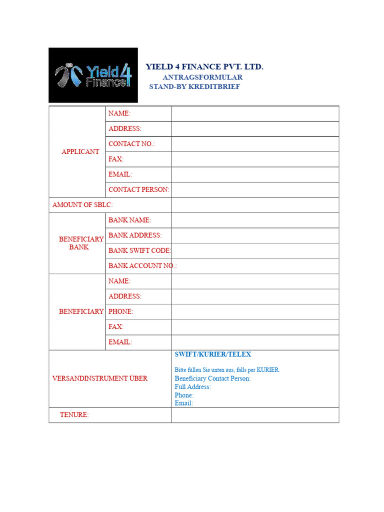 SBLC Antragsformular | PDF
