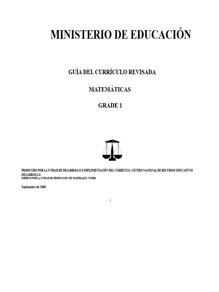 Guía Del Currículo de Primer Grado - Matemáticas | PDF | Educación ...