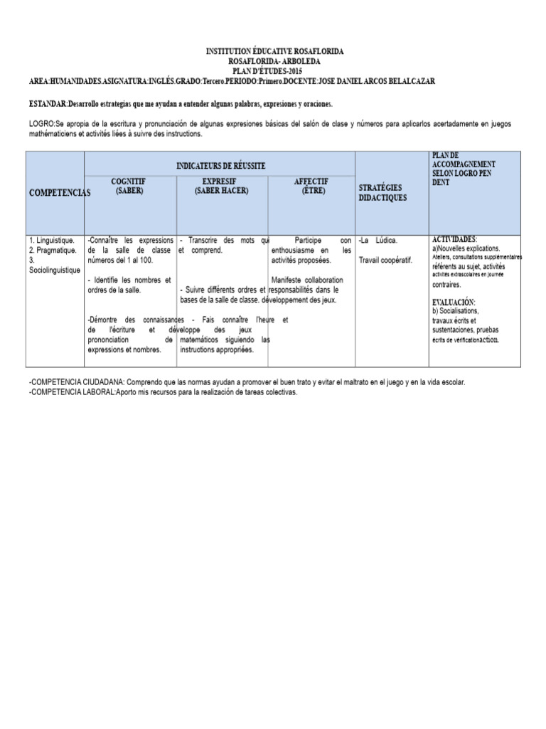 Programme D'études D'anglais Pour La Classe de 3e | PDF | Linguistique ...