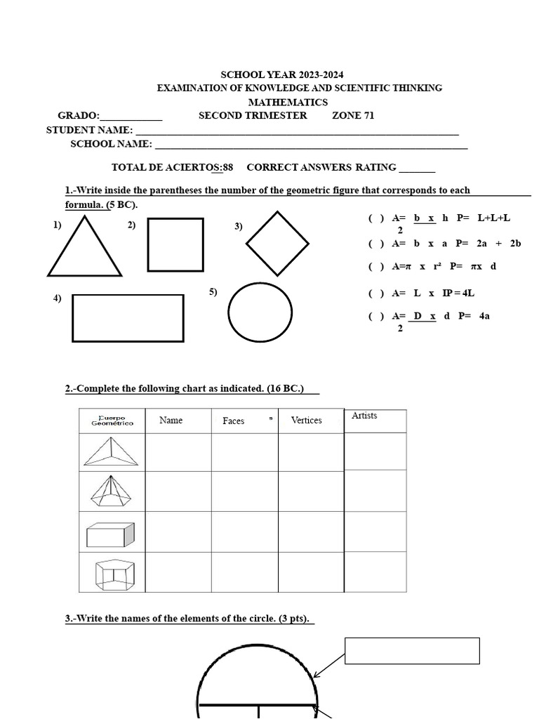 2023-2024 Math & Science Exam Template | PDF | Sexually Transmitted ...