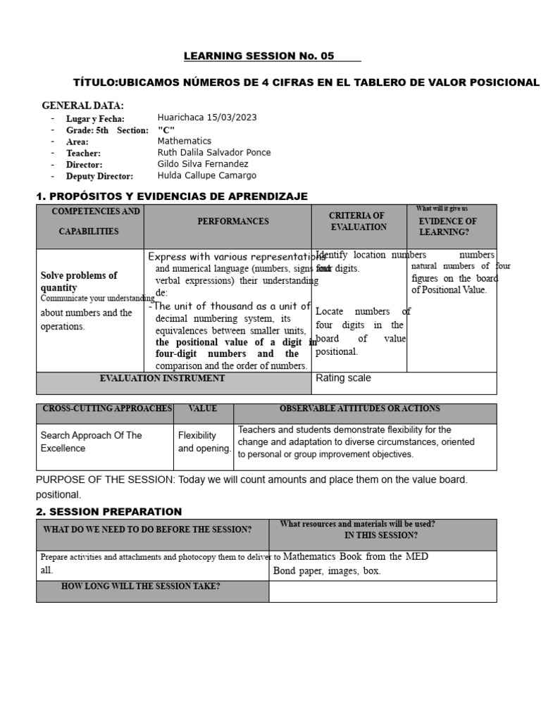 15-03-23 We Place 4-Digit Numbers On The Positional Value Board | PDF ...